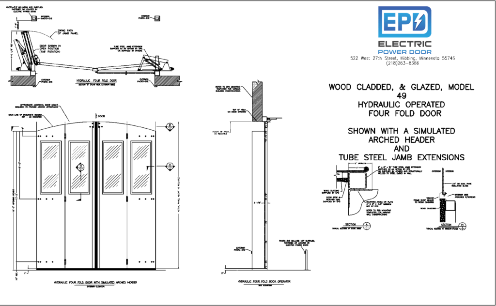 Hydraulic Operator Drawing Model 49 Arch - Electric Power Door